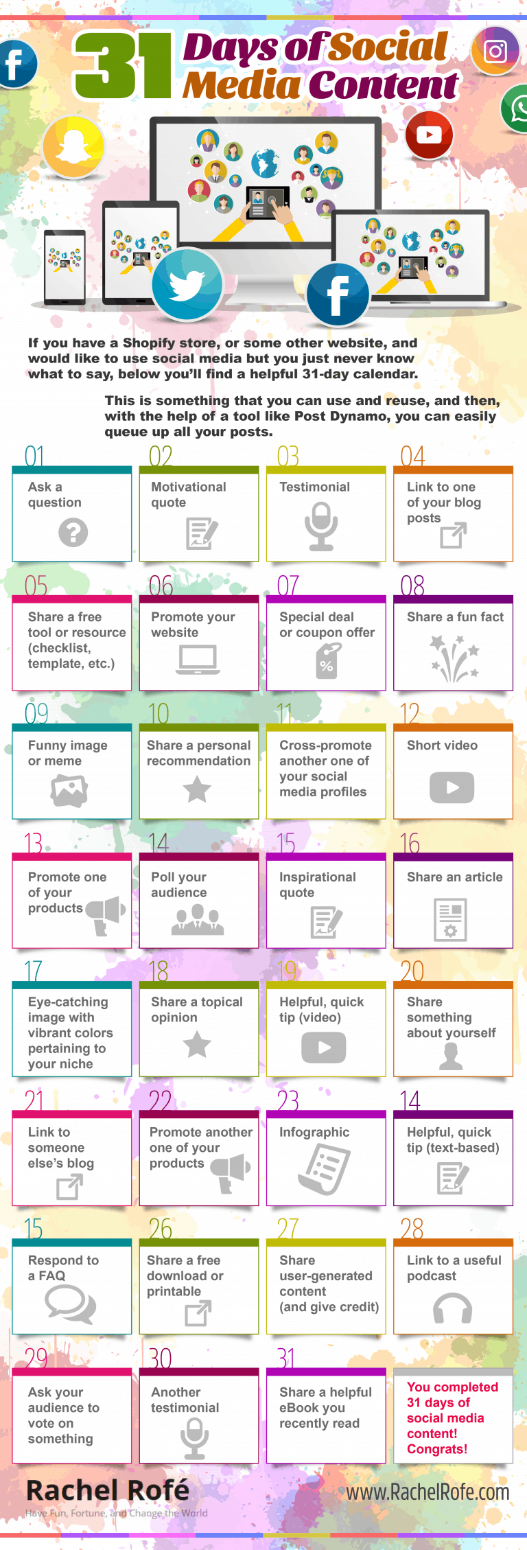 31 Days of social media content ideas (grab this free calendar ...
